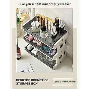 Cosmetic storage box acrylic simple multi-layer rack, bedroom dresser bathroom bathroom skin care drawer pull-out organizer shelf (3-layer, black)