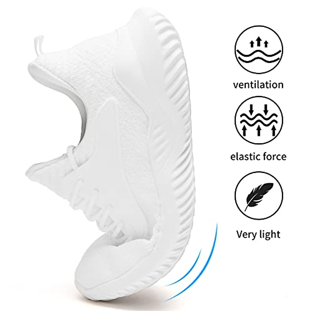 VIPSUPER Womens Tennis Shoes Walking Sneakers - Memory Foam Nursing Running Gym Athletic Workout Slip On Comfort Work Shoe Lightweight All White Size 8 US