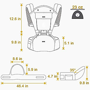 FRUITEAM Baby Carrier, 6-in-1 Baby Carrier with Waist Stool, One Size Fits All -Adapt to Newborn, Baby Hip Carrier for Breastfeeding, Infant & Toddler