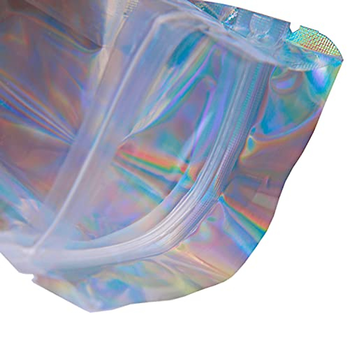 YHJZ 100 Pcs Holographic Bags, 4 x 6" Resealable Smell Proof Bags Resealable Bags for Packaging Ziplock Pouches Bags for Lip Gloss Packaging Mylar Bags for Party Favor Food Storage (4x6 Inch)