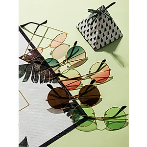 Blulu Round Hippie Sunglasses 10 Pairs 60's Style Colored Circle Glasses for Women Men (Cute Colors)