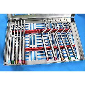 New Premium German Grade Sinus Lift Osteotomes Kit Straight Off Set Concave Mead Mallet Cassette Dental-A