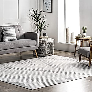 nuLOOM Azzie Modern Zig Zag Machine Washable Area Rug, 8x10, Beige