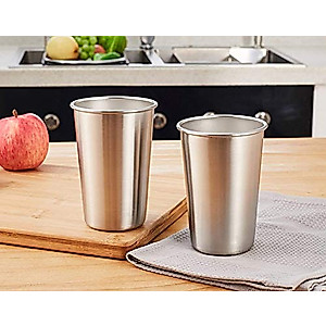 16 Ounce Stainless Steel Pint Cups - Stackable Pint Cup Tumblers For Travel – Metal Cups For Drinking Outdoors - 16 Oz Reusable Steel Cups - 5 Pack