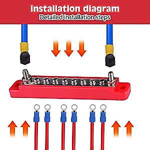 Power Distribution Terminal Studs Block: Battery Bus Bar with Cover and M6 Terminal Studs Black Red Battery Terminal Distribution Block for Caravan Car Boat Marine