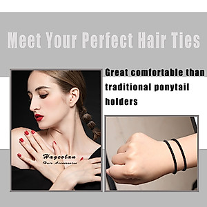 Hageolan Elastic Hair Ties for Thick Heavy and Curly Hair 120 Pcs, Hair Bands for Women's Hair Black Ponytail Holders Bulk (4mm）