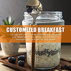 ZUOLUN Overnight Oats Containers with Lids and Spoons: 2pcs 12 Oz Overnight Oats Jars, Large Capacity Airtight Glass Mason Overnight Oats Jars, Mason Jars for Overnight Oat for Milk, Cereal, Fruit