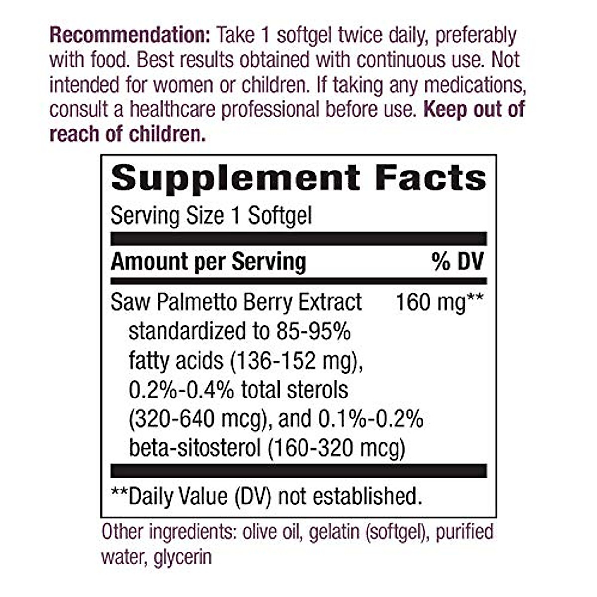 NATURE'S WAY SAW PALMETTO EXTRACT, 60 SGEL- 3 Pack