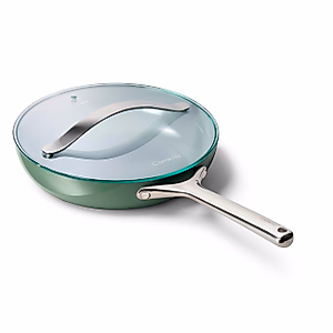 Caraway Nonstick Ceramic Frying Pan With Glass Lid (2.7 qt, 10.5") - Non Toxic, PTFE & PFOA Free - Oven Safe & Compatible with All Stovetops (Gas, Electric & Induction) - Sage