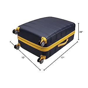 Rockland Melbourne Hardside Expandable Luggage with Spinner Wheels, Navy, Checked Large 28"