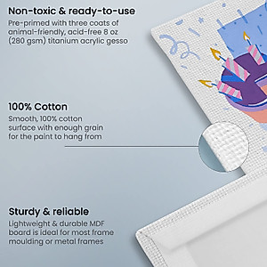 ARTEZA Canvas Boards for Painting, 8 x 10 Inches, Pack of 14, Blank White Canvas Panels for Acrylic, Oil and Gouache Painting