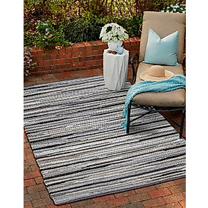 100% Cotton Rag Rug 3x5' Multicolor Chindi Rug - Hand Woven & Reversible for Living Room Kitchen Entryway Rug - Charcoal,Kitchen Rugs, Farmhouse Rugs, Rugs for Living & Bedroom,Woven Rugs