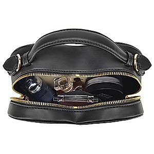 lola mae Heart Shape Satchel Crossbody Purse for women Zip Around Shoulder Bag (Black-759)