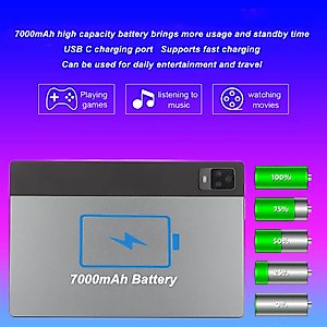 GLOGLOW Tablet PC, 10 Inch Tablet 8MP Front 16MP Rear 100-240V IPS Screen Night Reading Mode for Android 12 for Reading (US Plug)