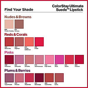 REVLON ColorStay Ultimate Suede Lipstick, Longwear Soft, Ultra-Hydrating High-Impact Lip Color, Formulated with Vitamin E, Influencer (099), 0.09 oz