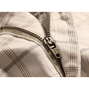 Keevoom Chinos Pants Men Light Khaki Casual Long Trousers Slim Fit Plaid Dress Pants(3303 Light Khaki,36)