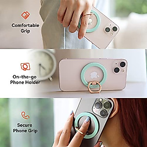 Magnetic Phone Ring Grip for Magsafe,Phone Ring Holder for iPhone 13/12 Pro Max Mini MagSafe Accessories, Removable Phone Finger Ring Grip and Stand Compatible for Magsafe Cases (Mint Green)