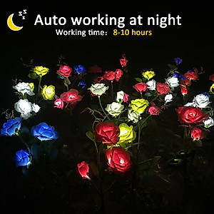 JJGoo 2 Pack Solar Garden Lights, Waterproof Rose Flowers Stake for Outdoor Patio Decorative - Yellow