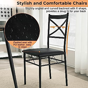 VINGLI 5 Piece Modern Round Dining Table Set for 4, 35.4" Small Round Kitchen Dining Table and Chairs Set for Home Dining Room Table with Upholstered Dining Chairs,Thicken Metal Legs