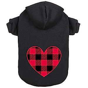 Dog Hoodie Sweater for Dogs Pet Clothes Black Buffalo Plaid Warm and Soft Breathable Cozy(XS)