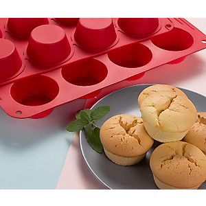 Webake Muffin Pan 12 Cup, European Silicone Cupcake Pan, Nonstick Muffin Tray Cupcake Liner Egg Muffin Tin, 2 Pack Baking Molds Silicone Bakeware
