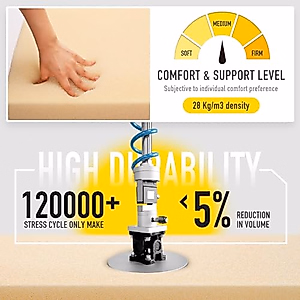 SUNROX DryFast Foam Outdoor Bench Cushion with DryMesh Drainage, All-Weather FadeShield Water Resistant Patio Furniture Cushions, Ultra Durable Low Maintenance Bench Seat Pads 42"x18" Heather Grey