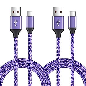USB Type C Cable, Fast USB-C Charging Cord 2Pack 6FT Braided Phone Charger Cables for Samsung Galaxy A14 A13 A23 5G S23 S22 Ultra S21 S20 FE 5G S10 S9 Note 20 10, Pixel 7 6 Pro, Moto G Stylus