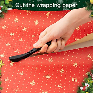 NEWISHTOOL 4 Pack Black Gift Wrap Cutter, Christmas Wrapping Paper Cutter Safety Cutter for Cutting Holiday Present Gift Wrapping Paper Craft Papers, 2 Types Sliding Cutter Tool Paper Slitter Knife