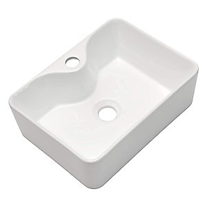 Vessel Sink Rectangular - Sarlai 16"x12" Rectangle Vessel Sink White Ceramic Porcelain Above Counter Bathroom Vanity Lavatory Restroom Bathroom Vessel Sink Basin