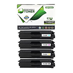 Renewable Toner Compatible Color Toner Cartridge Replacement for Brother TN336BK TN336C TN336Y TN336M TN336 Printers HL-L8250 L8350 MFC-L8600 L8850 (Pack of 4 Cyan Magenta Yellow Black)