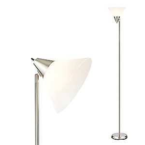 HonoDing Floor Lamp Standing Lamp Adjustable Head Arcylic Shade Floor Lamps for Living Room/Office/Bedroom (Satin Nickel)