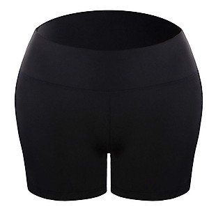 FONMA Women High Waist Shorts Yoga Pants Side Cell Phone Pockets Sports Leggings Pants Black