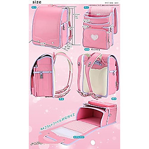 Baobab's wish Ransel Randoseru Japanese schoolbag Backpacks Lightweight & Sturdy Japan With One-touch Switch (PINK)