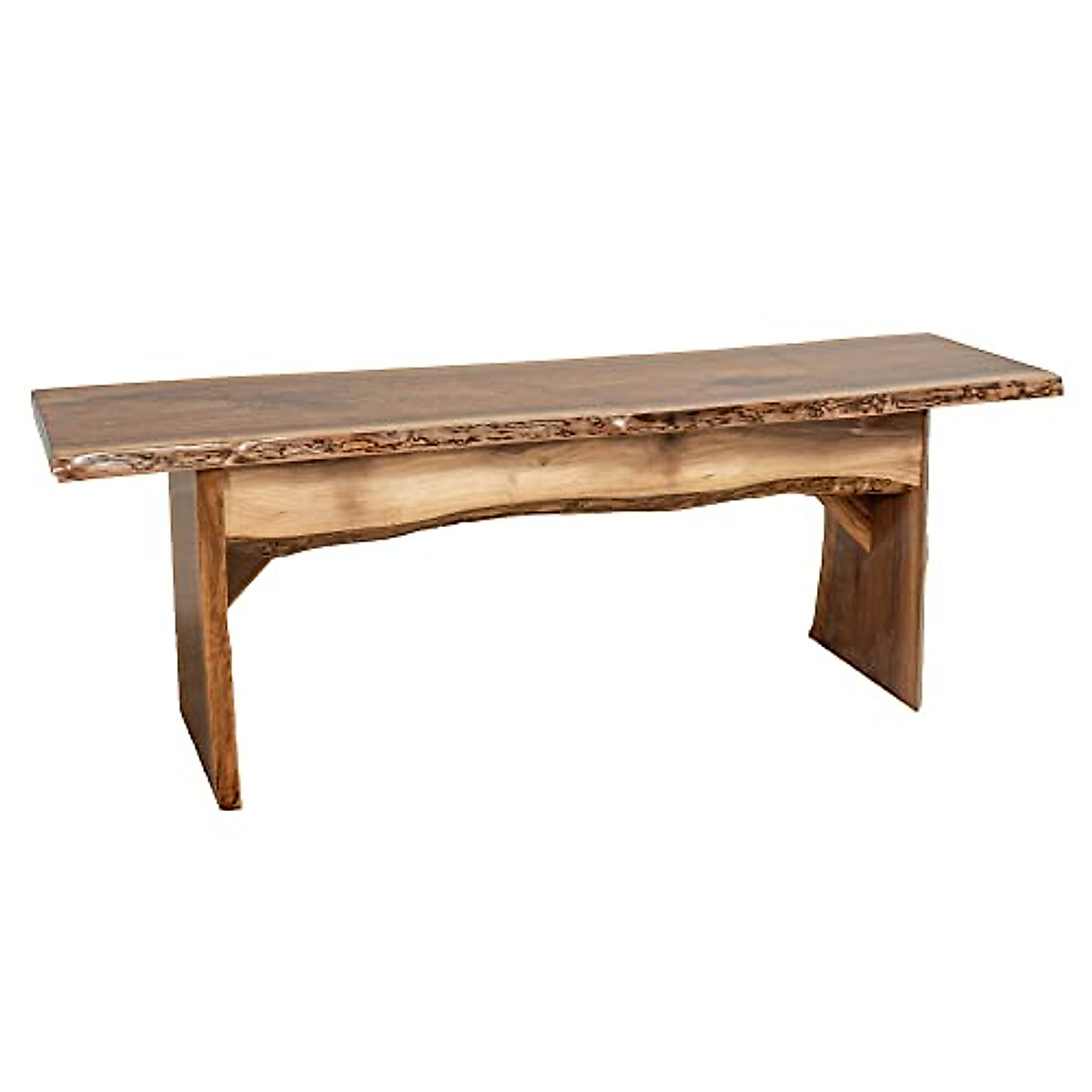 Live Edge Wooden Bench – Solid Wood Dining Bench – Rustic Home Décor Furniture – Natural Edge Wooden Slab Bench (4' Long, Walnut Wood with Clear Coat)