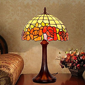 12" Pastoral Vintage Table Lamp Tiffany Style Desk Light Handmade Stained Glass Reading Lights for Living Room Cafe Bar Lighting Fixtures, E27,40W,110-240V