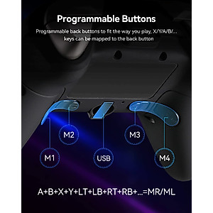 DOYOKY Wireless Bluetooth Game Controller, Multi-platform Gamepad with LED Backlight, Dual Motors, 6-Axis Gyro, M Button Programmable, Compatible with PC, Steam, Android, Switch