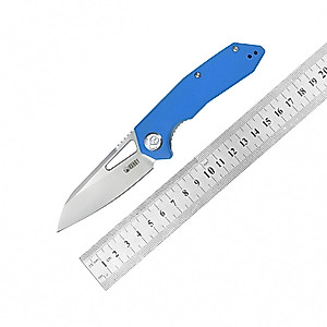 KUBEY Vagrant KU291 Folding Knife, Everyday Carry Pocket Knives 3" AUS10 S.S and G10 Handle with Deep Carry Clip Outdoor Knife for Men and Women (Blue)