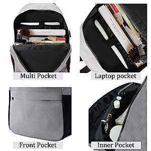 SAGIV&SAHEN School Backpack for Teens Girls Boys Travel Waterproof Work Laptop Backpacks 15.6 Inch with USB Charging Port for Women Men College BookBag Casual Daypack, Grey