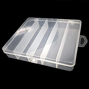 Honbay Clear Visible Plastic Fishing Tackle Accessory Box Fishing Lure Bait Hooks Storage Box Case Container Jewelry Making Findings Organizer Box Storage Container Case (L:6.9x6.1x1.3inch)