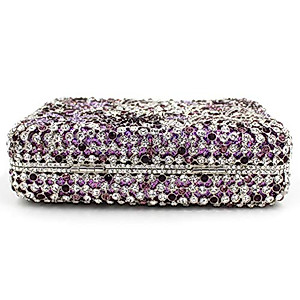 Ladies Wedding Clutch-Purse Chain Rhinestone Evening-Bag Luxury Handbag Purple