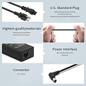 19V AC DC Adapter Charger for LG Electronics 19" 20" 22" 23" 24" 27" 32" Monitor 24LJ4540 24M47H-P 24MP55HQ; DA-48F19 DA-65G19 ADS-40FSG-19 DA-65F19 PS236V IPS236-PN E2750VR-SN Power Supply Cord