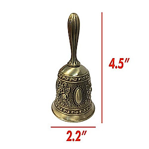 iFavor123 Ornate Hand Bell Intricately Embellished Multi-Purpose Call Bell (Bronze)