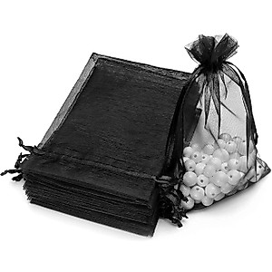 Akstore 100PCS 4x6 (10x15cm) Drawstring Organza Jewelry Favor Pouches Wedding Party Festival Gift Bags Candy Bags (Ivory)