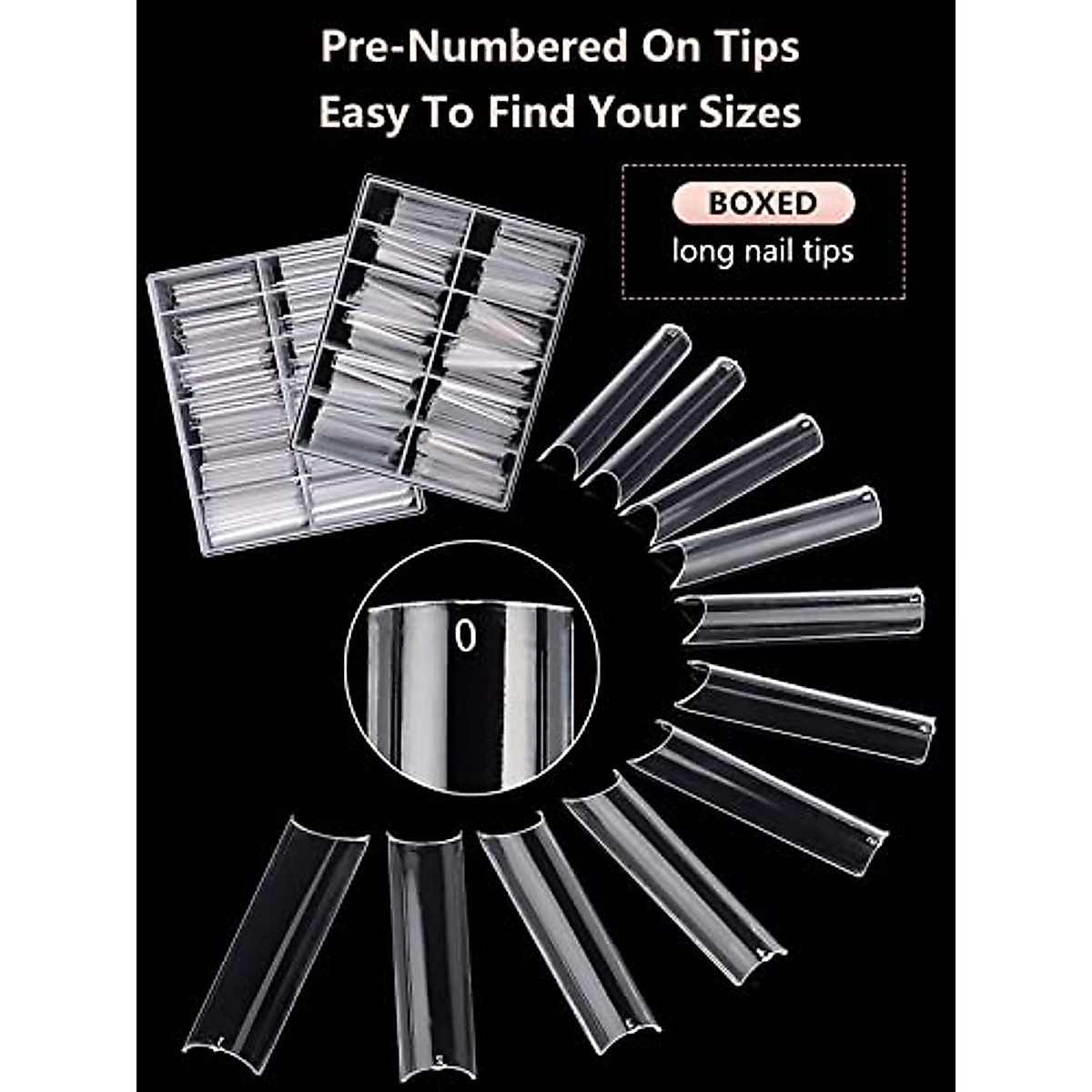 480Pcs Clear Nail Tips for Acrylic Nails Professional, XL Long C Curve Square & Coffin Nail Tips Set with 2 Nail Files, Half Cover Nail Extension Tips Artificial Acrylic Nail Tips for DIY Nail Art