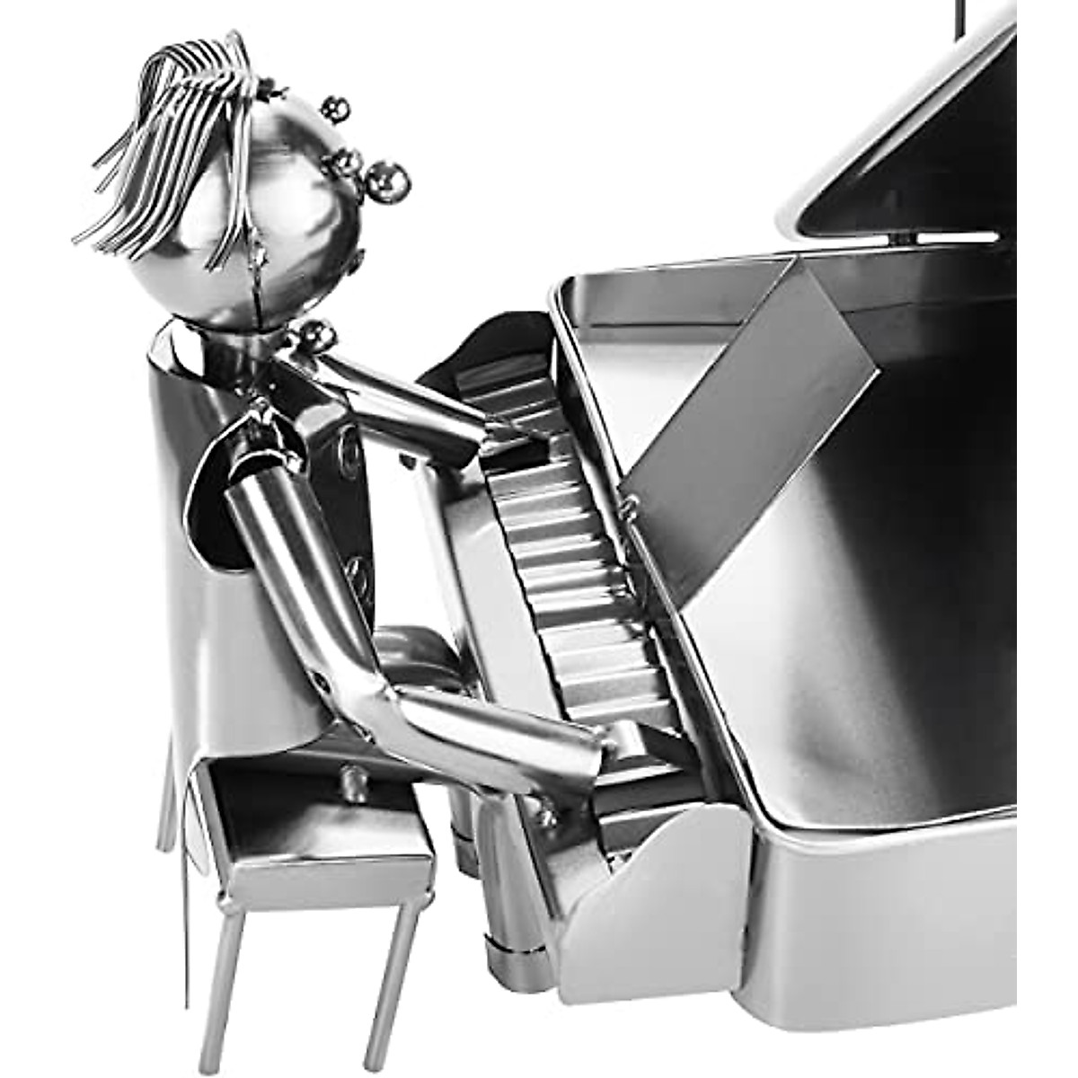 BRUBAKER Wine Bottle Holder 'Grand Piano' - Table Top Metal Sculpture - with Greeting Card