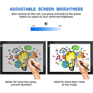 Black A4 Dimmable LED Artcraft Light Box Tracer Slim Light Pad Portable Tablet, USB Power Cable Copy Drawing Board Tracing Table for Artists Designing, Animation, Sketching, Stenciling X-ray Viewing