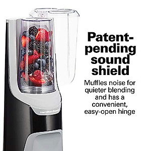 Hamilton Beach 800W Power Blender Single-Serve Personal Blender for Shakes & Smoothies with 20oz Travel Cup & Lid, Black (53620)