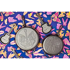 Lodge 10.25 Inch Dolly Parton Pre-Seasoned Cast Iron Stamped Skillet - Signature Teardrop Handle - Use in the Oven, on the Stove, on the Grill, or Over a Campfire, Black