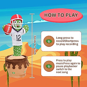 MIAODAM Dancing Football Cactus Toy, Singing, Talking, Record & Repeats What You say with 60 English Songs, Funny Eletronic Baby Toys