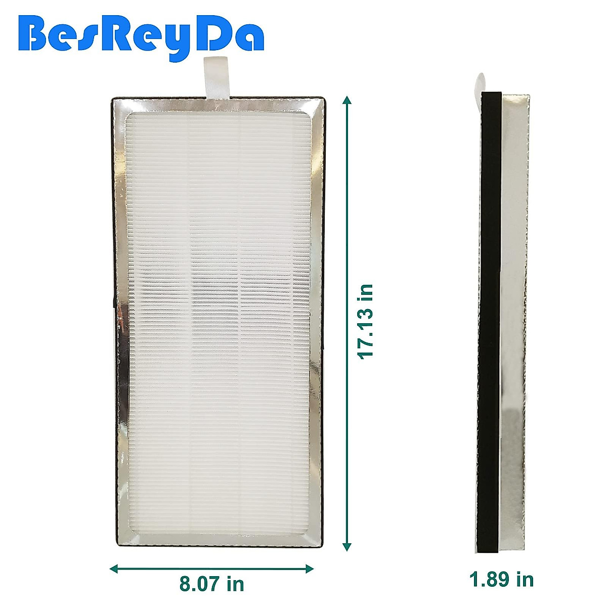 BesReyDa 40 Replacement Filter Compatible with 40 Air Purifier, 3-IN-1 True HEPA 13 Filtration, Fine Pre-Filter and Activated Carbon Filter, 2 Pack